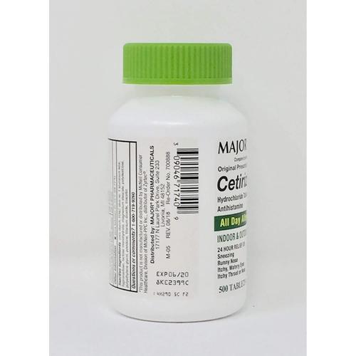 Major 904671740 All Day Allergy Relief Cetirizine 10mg 500 tabs (Pack ...