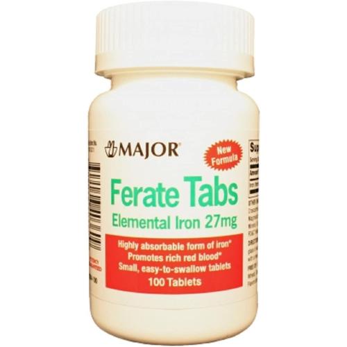 Major 904640360 Ferate Elemental Iron 100 27 mg. Tabs (Pack of 6 ...