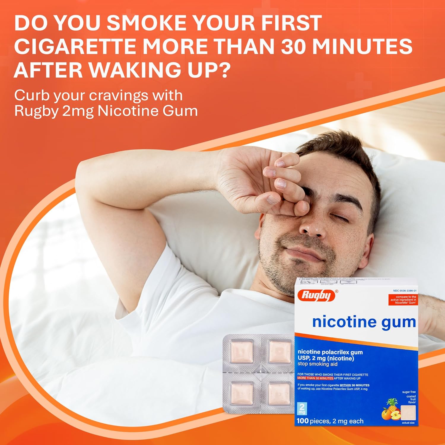 Rugby 00536338601 Nicotine Gum 2mg Sugar Free Coated Fruit (24 Boxes o ...